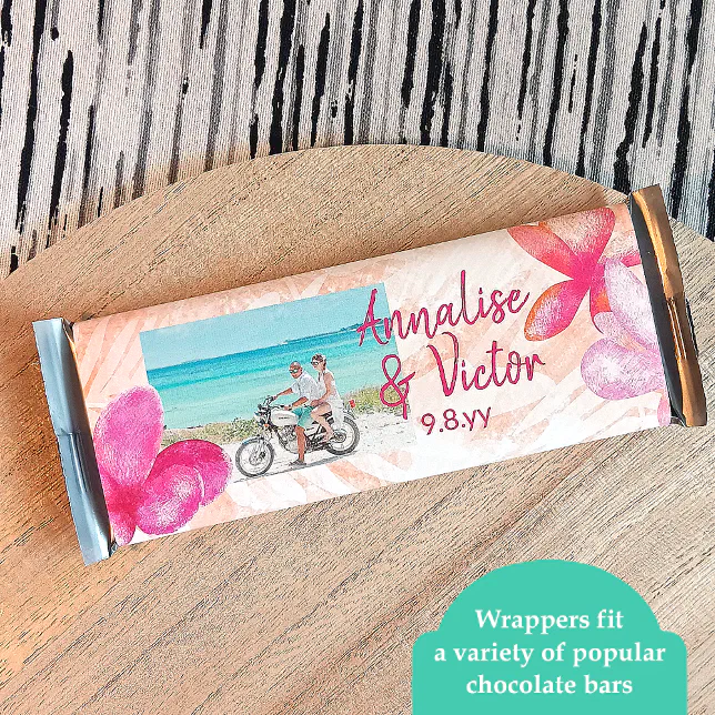 Tropical Pink Custom Wedding Candy Bar Wrapper | Zazzle