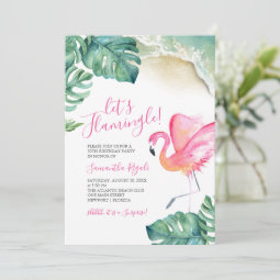 Tropical Pink Flamingo 50th Birthday Party Invitation | Zazzle