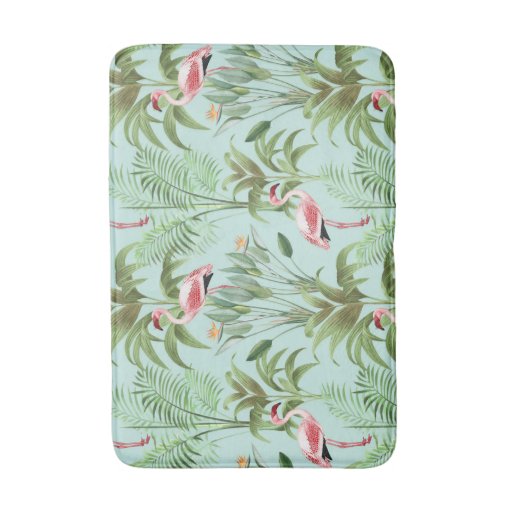 Tropical Pink Flamingo Bath Mat | Zazzle