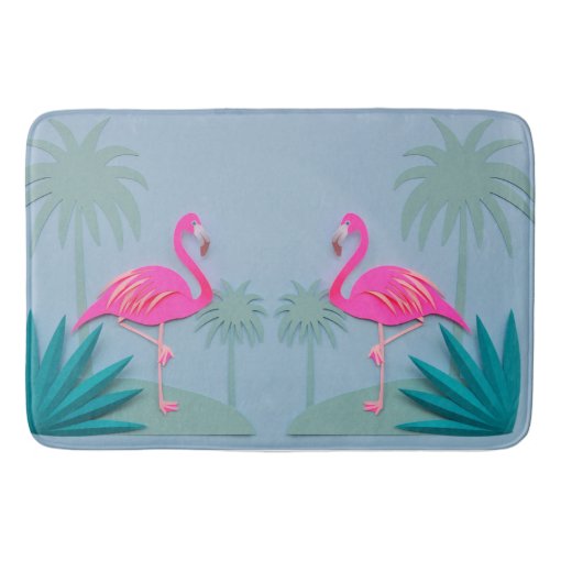 Tropical Pink Flamingo Bathroom Rug Mat Home Decor | Zazzle