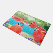 Tropical Pink Flamingo Birds Doormat | Zazzle
