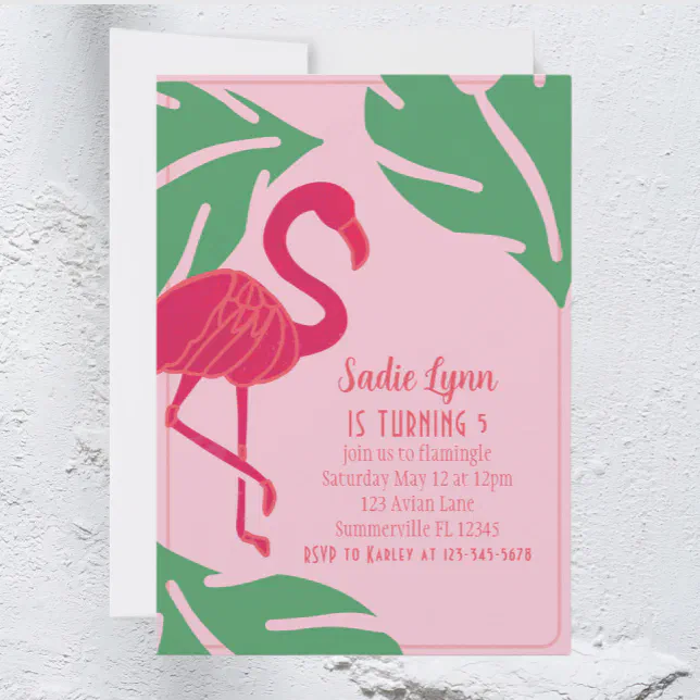 Tropical Pink Flamingo Birthday Invitation | Zazzle
