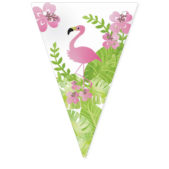 Tropical Pink Flamingo Birthday Party Bunting Flags | Zazzle
