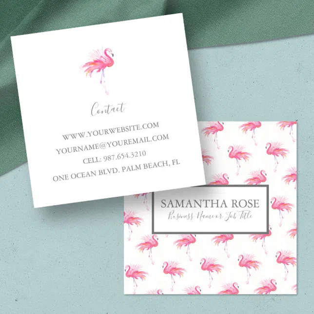 Tropical Pink Flamingo Business Card | Zazzle