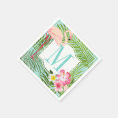 Tropical Pink Flamingo Custom Aqua Monogram Letter Paper Napkins | Zazzle