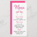 Tropical Pink Flamingo Menu Wedding Bridal Shower | Zazzle