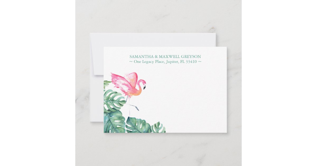 Tropical Pink Flamingo Personalized Stationery Note Card | Zazzle