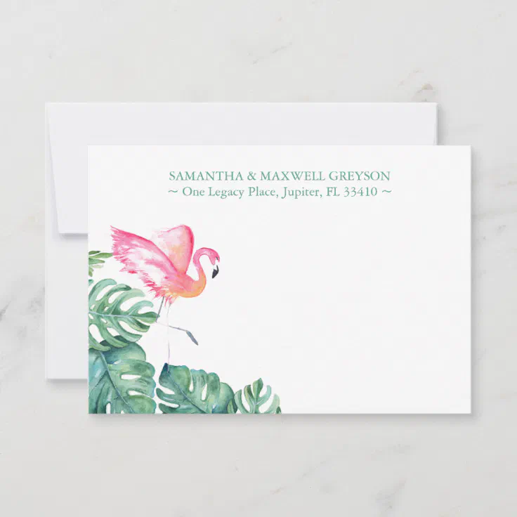 Tropical Pink Flamingo Personalized Stationery Note Card | Zazzle
