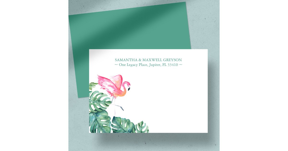 Tropical Pink Flamingo Personalized Stationery Note Card | Zazzle