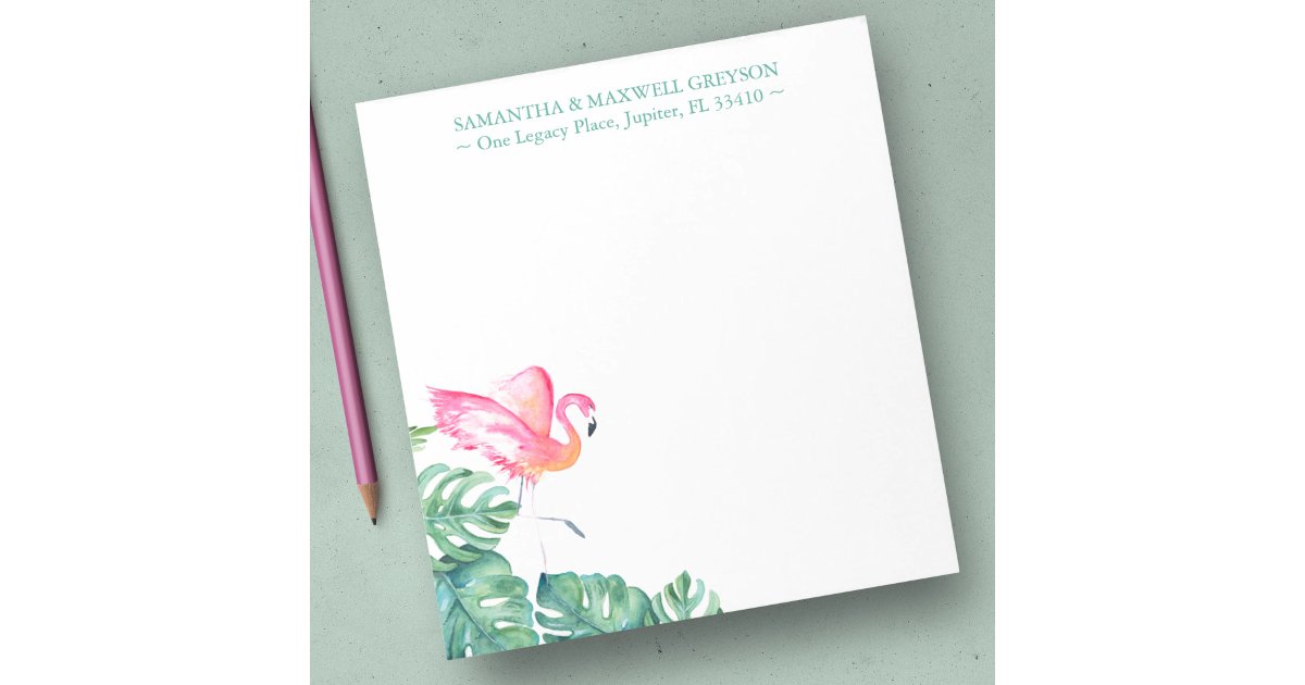 Tropical Pink Flamingo Personalized Stationery Notepad | Zazzle