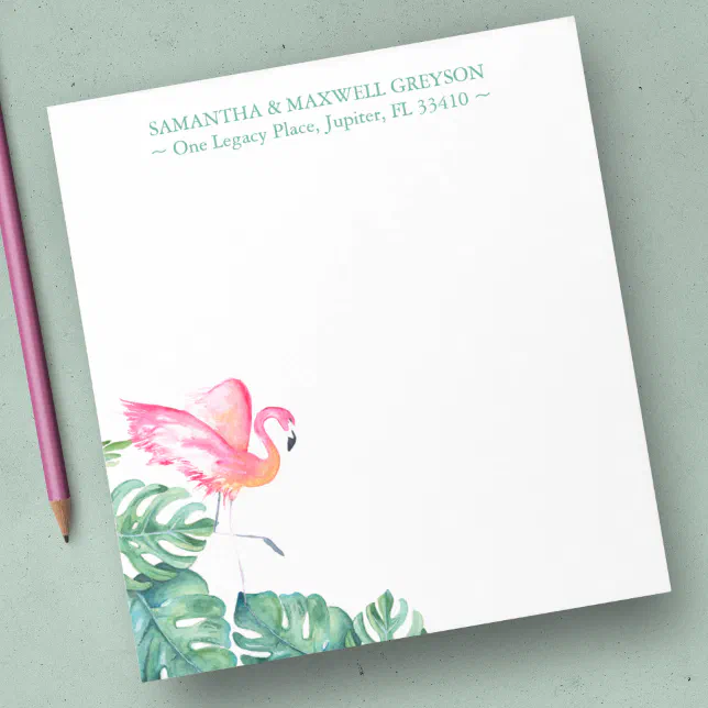 Tropical Pink Flamingo Personalized Stationery Notepad | Zazzle
