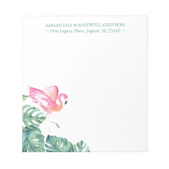 Tropical Pink Flamingo Personalized Stationery Notepad | Zazzle