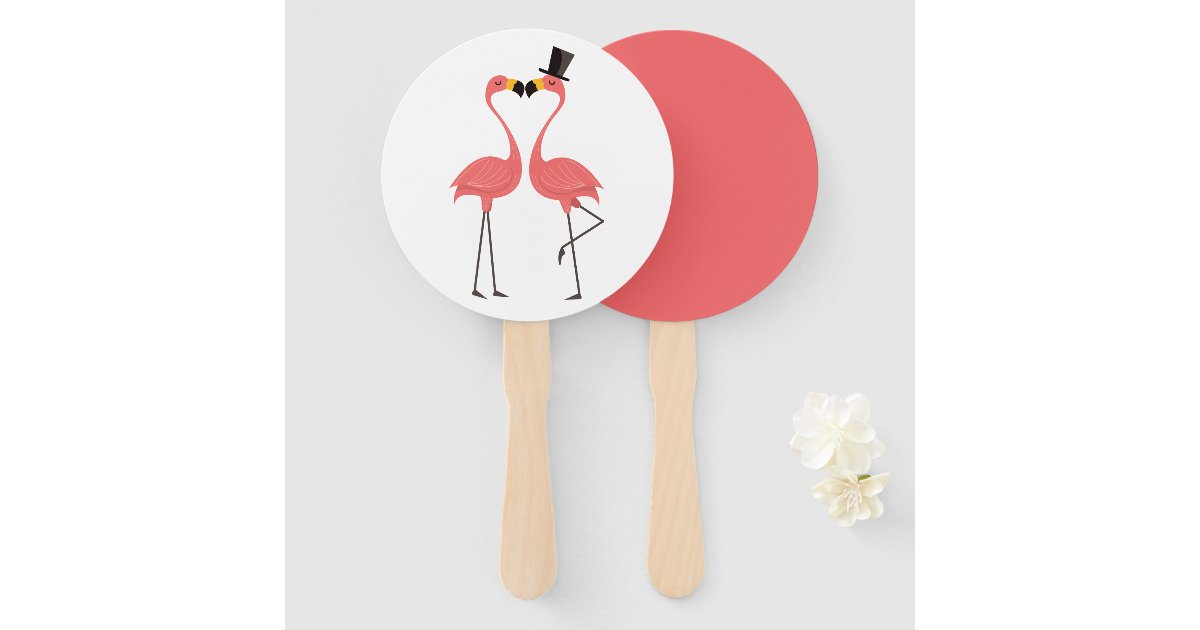 Tropical Pink Flamingo Wedding Bridal Shower Party Hand Fan | Zazzle