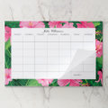 Tropical Pink Floral Custom Desk Monthly Planner Paper Pad | Zazzle