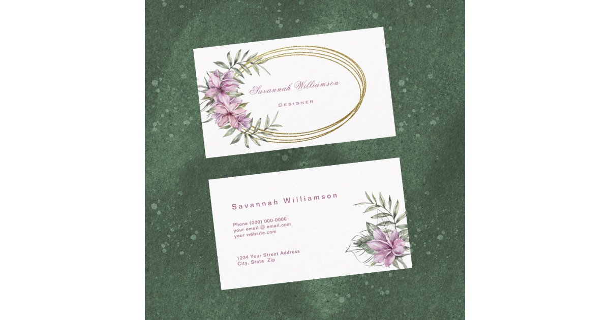 Tropical Pink Floral Customizable Business Card | Zazzle