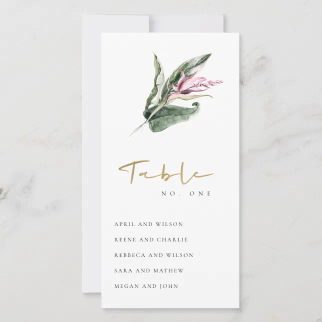 Tropical Pink Floral Seating Chart Table Number | Zazzle