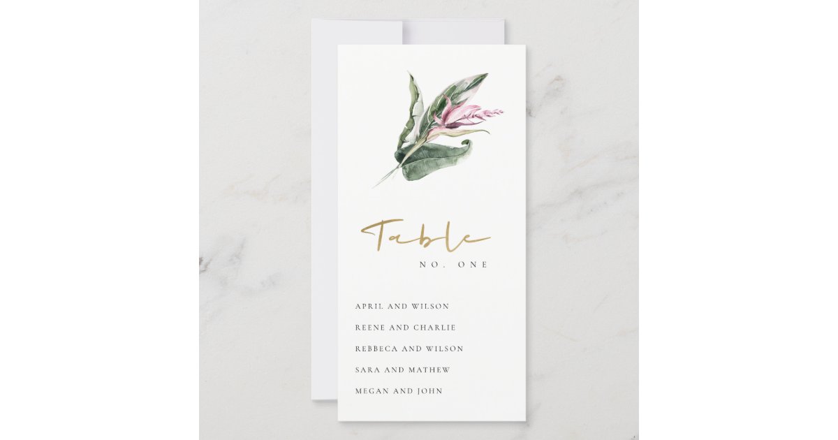 Tropical Pink Floral Seating Chart Table Number | Zazzle