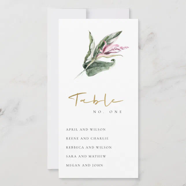 Tropical Pink Floral Seating Chart Table Number | Zazzle