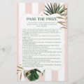 Tropical pink pass the prize bridal shower game | Zazzle