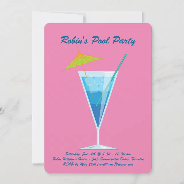 Tropical Pink Pool Party Invitation | Zazzle