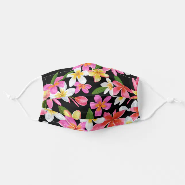 Tropical Pink White Yellow Floral Adult Cloth Face Mask | Zazzle
