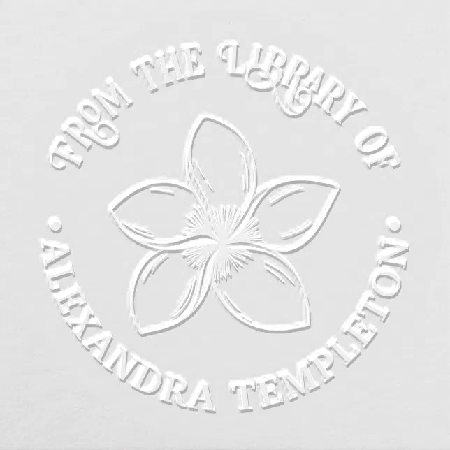 Tropical Plumeria Flower Library Book Name Embosser | Zazzle