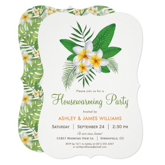 Tropical Plumeria Housewarming Party Invitation | Zazzle.com