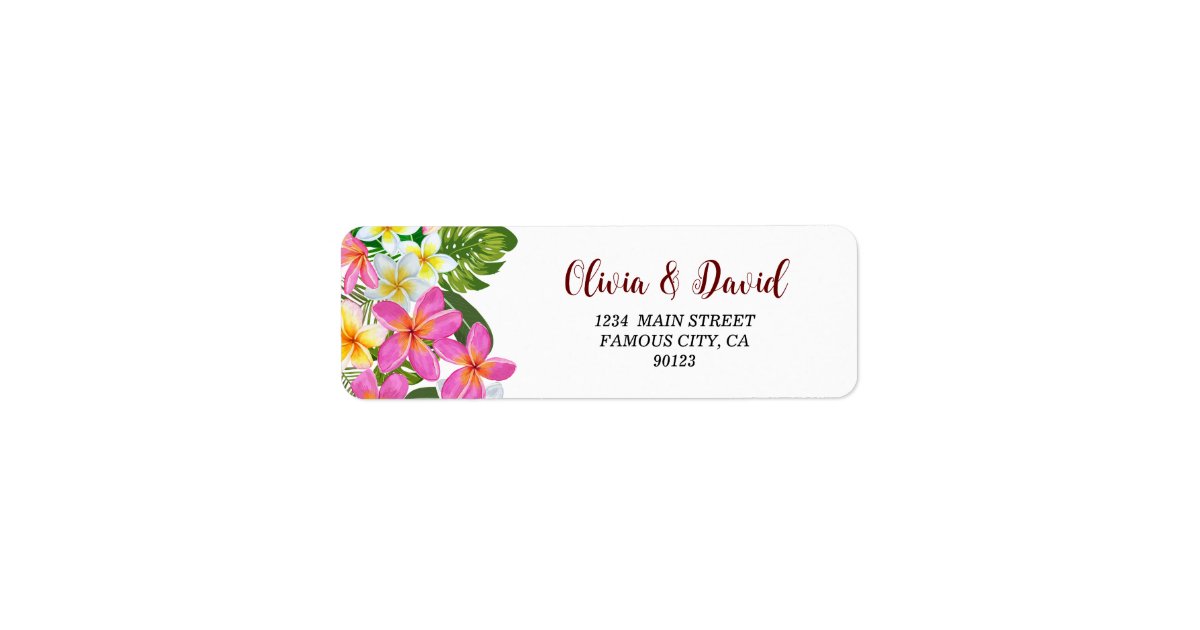 Tropical Plumeria Temple Tree Address Label | Zazzle