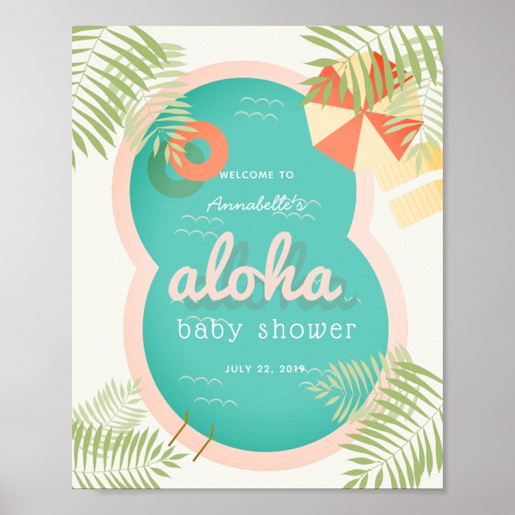 Tropical Pool Aloha Baby Shower Welcome Sign | Zazzle