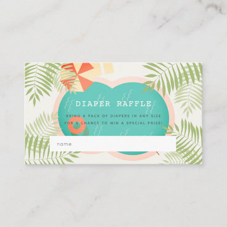 Tropical Pool Baby Shower Diaper Raffle Ticket Enclosure Card | Zazzle