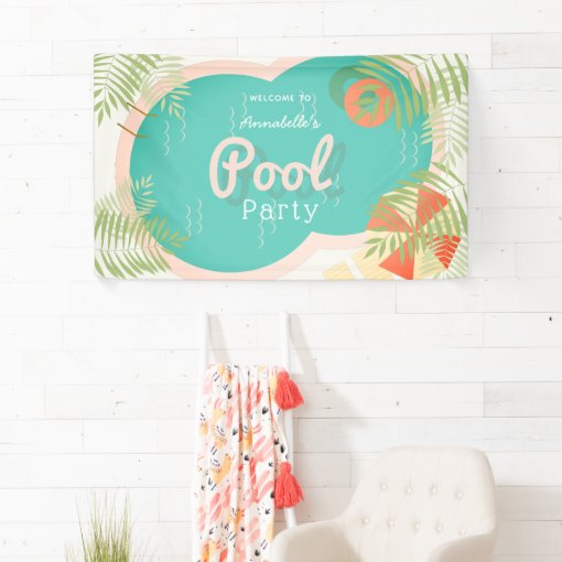 Tropical Pool Party Baby Shower or Birthday Banner | Zazzle