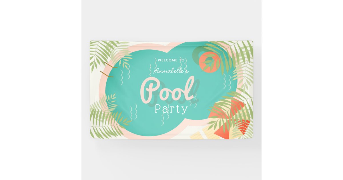 Tropical Pool Party Baby Shower or Birthday Banner | Zazzle