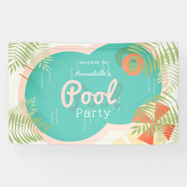 Tropical Pool Party Baby Shower or Birthday Banner | Zazzle