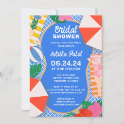 Tropical Pool Party Boho Bridal Shower Invitation | Zazzle