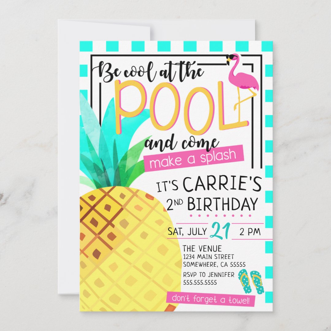 Tropical Pool Party Invitation | Zazzle