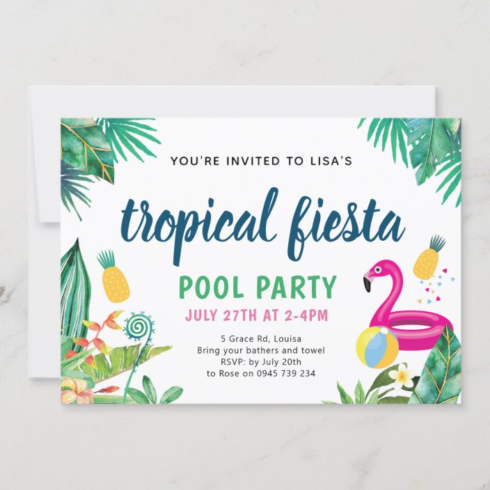 Tropical Pool Party invitation | Zazzle.com