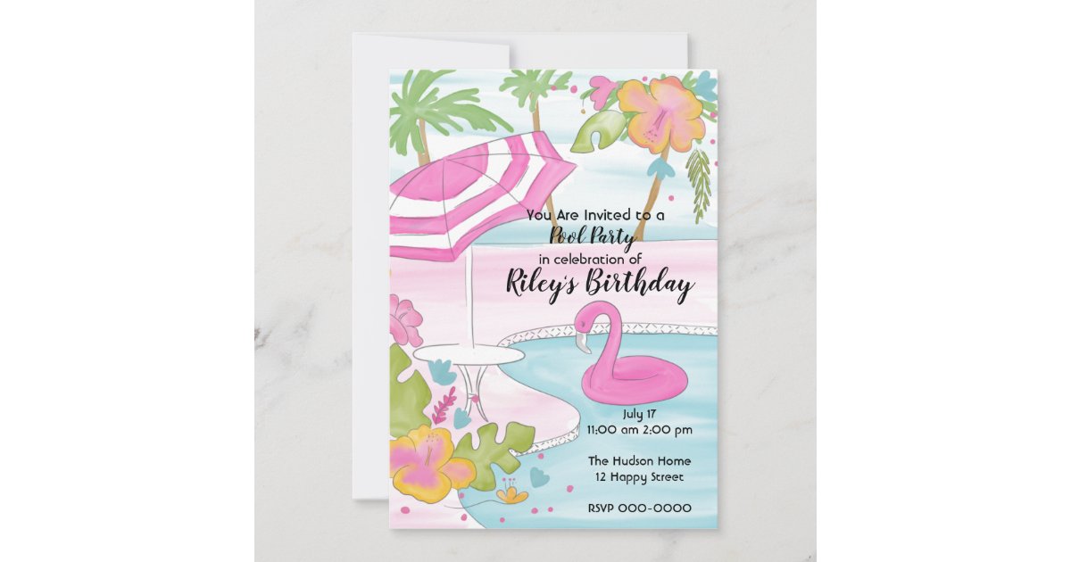 Tropical Pool Party Invitation | Zazzle