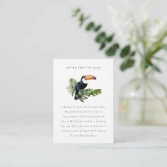 Tropical Rainforest Toucan Books for Baby Shower Enclosure Card | Zazzle