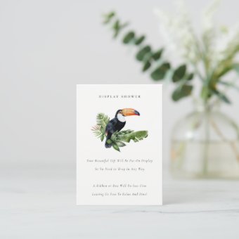 Tropical Rainforest Toucan Display Baby Shower Enclosure Card | Zazzle
