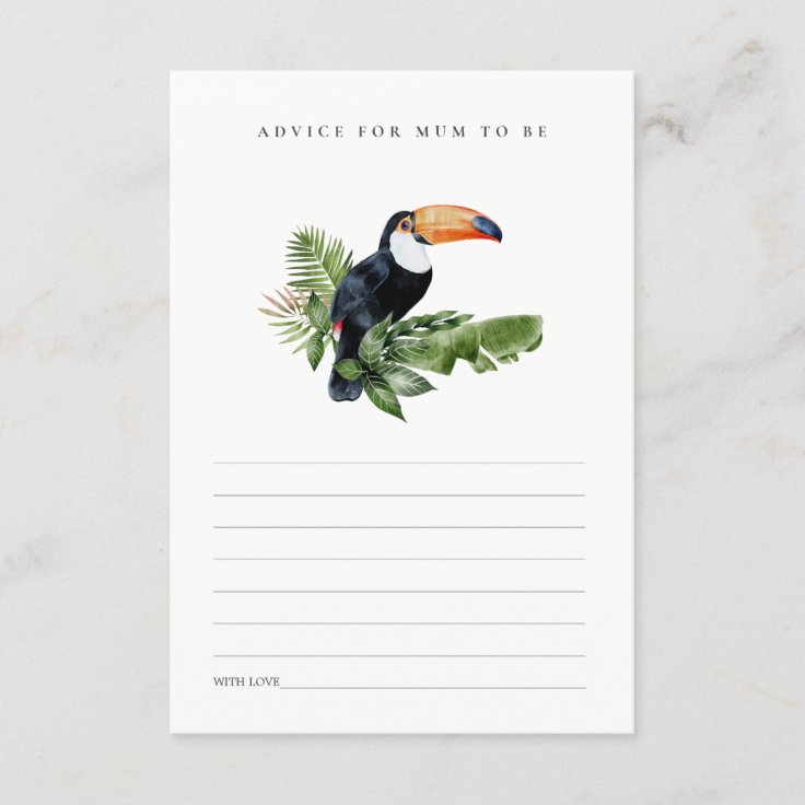 Tropical Rainforest Toucan Foliage Baby Shower Enclosure Card | Zazzle