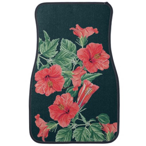 Tropical Red Hibiscus Flowers Island Floor Mats | Zazzle