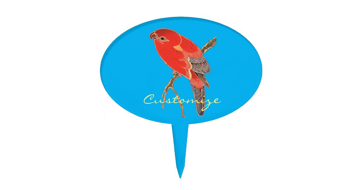 Tropical Red Parrot Thunder_Cove Cake Topper | Zazzle