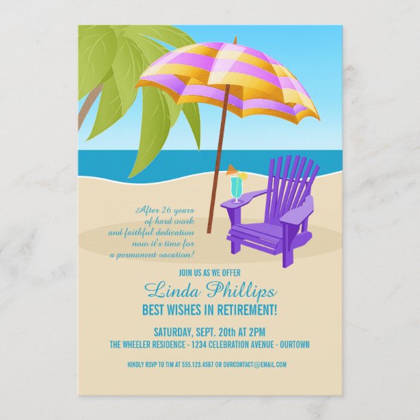 Beach Retirement Invitations | Zazzle