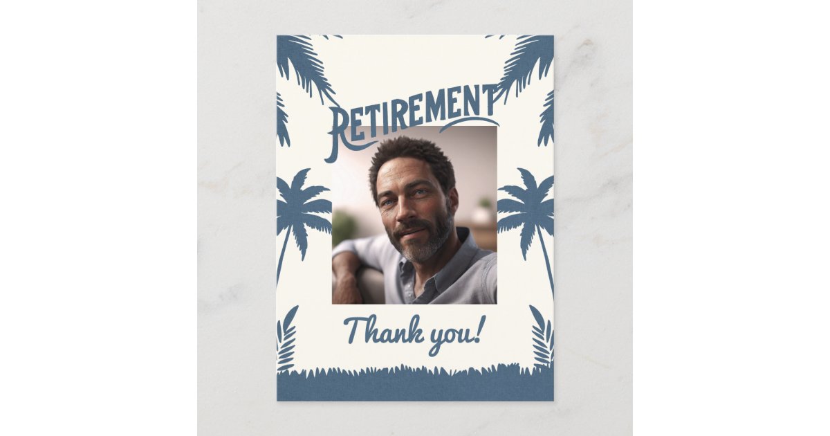 Tropical retirement photo thank you postcard | Zazzle