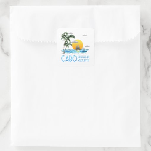Tropical Sailing Cabo San Lucas Mexico Square Sticker | Zazzle