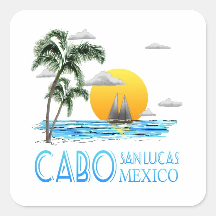 Tropical Sailing Cabo San Lucas Mexico Square Sticker | Zazzle