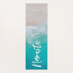 tropical sand beach ocean meditation personalized yoga mat | Zazzle