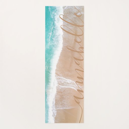 tropical sand beach ocean meditation personalized yoga mat | Zazzle