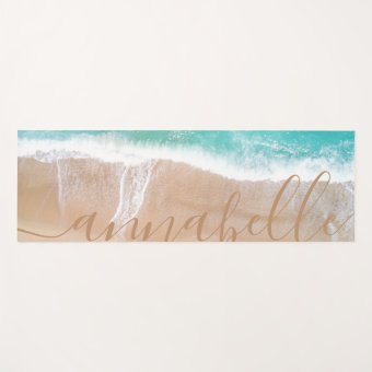 tropical sand beach ocean meditation personalized yoga mat | Zazzle