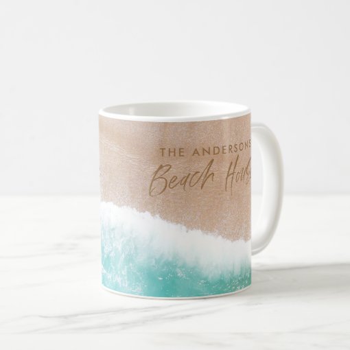 Tropical sand beach ocean sunny waves beach house coffee mug | Zazzle